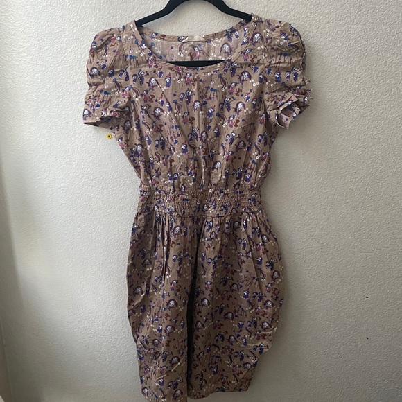 Modcloth | Dresses | Modcloth Broadcast Little Girls Print Tan Dress ...